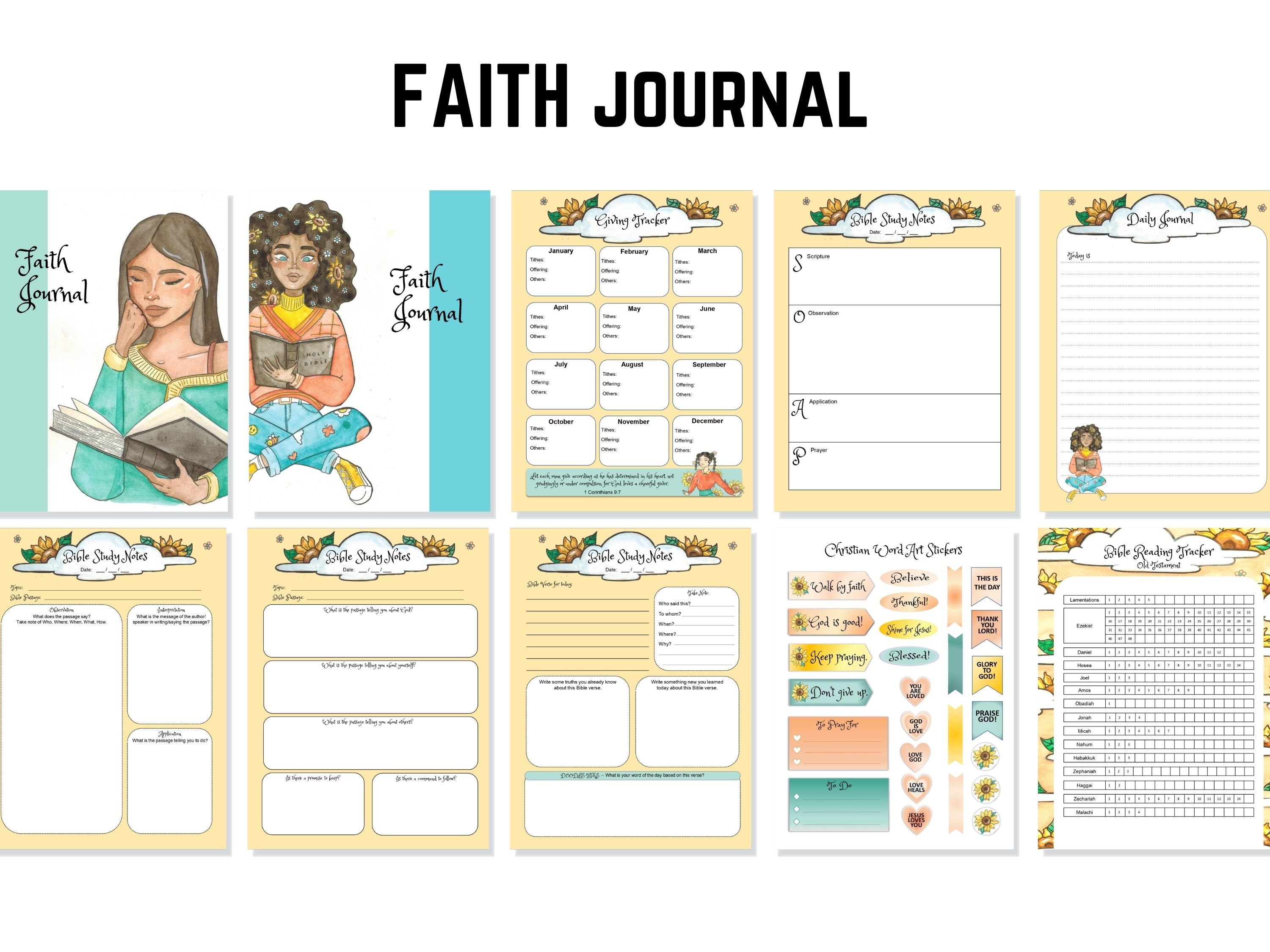 Illustrated Faith Journal Printable Bible Study Planner Christian Faith ...