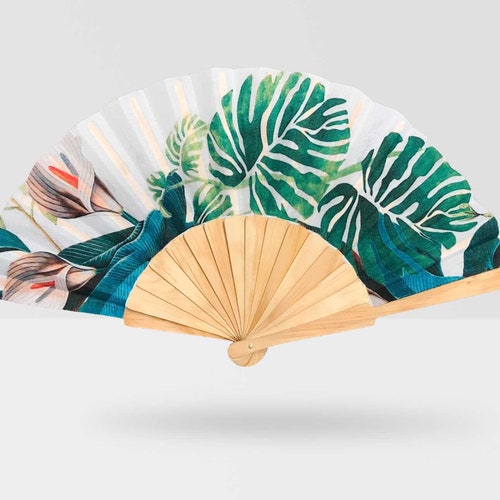 Blue HAND FAN Tropical Folding Fan Unique Gift for Her - Etsy