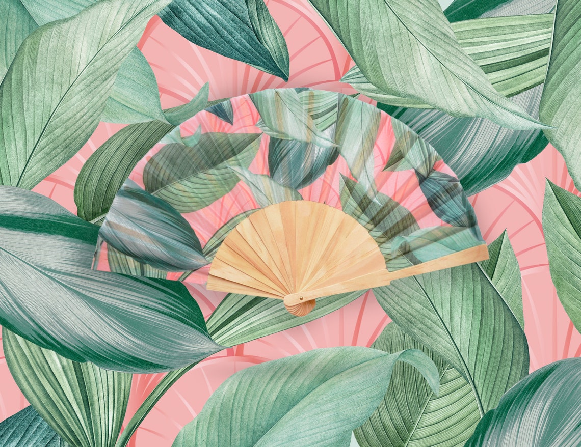 Tropical Leaf Folding Hand Fan: Summer Wedding Favor - Etsy