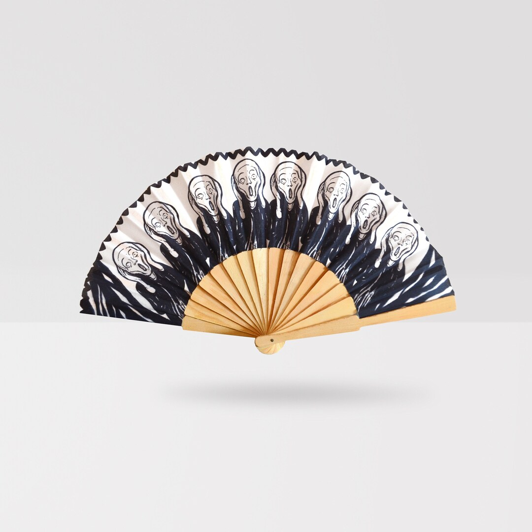 The Scream Hand Fan – Edvard Munch Inspired Black Folding Fan, Unique ...