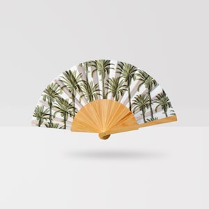 Tropical Wedding Hand Fan: Cotton & Pinewood Folding Fan - Etsy