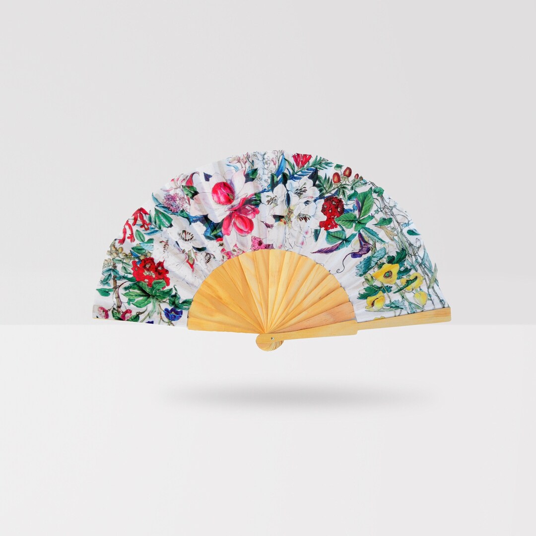 Floral Print Folding Fan: Wedding Garden Party Favor - Etsy