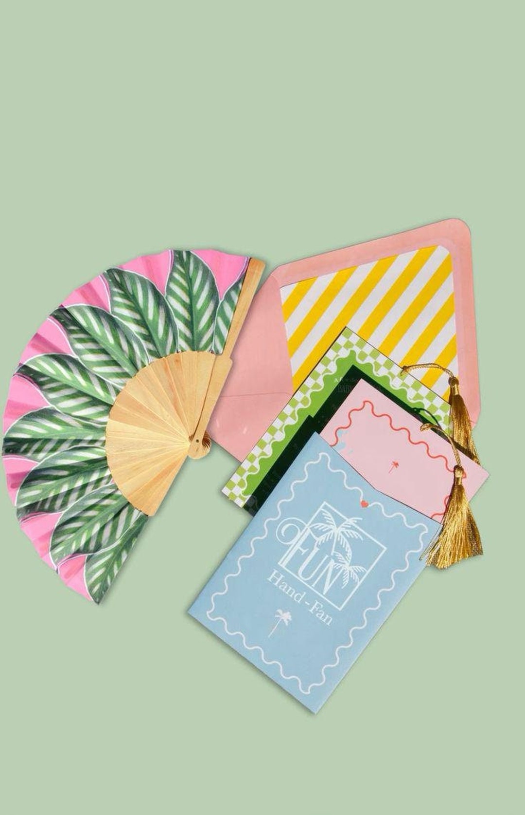 Tropical Leaf Hand Fan: Cotton & Pinewood, Summer Accessory - Etsy