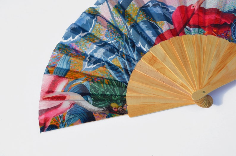 FOLDING HAND FAN - Flamingo Tropical Design- Christmas Presents - Etsy