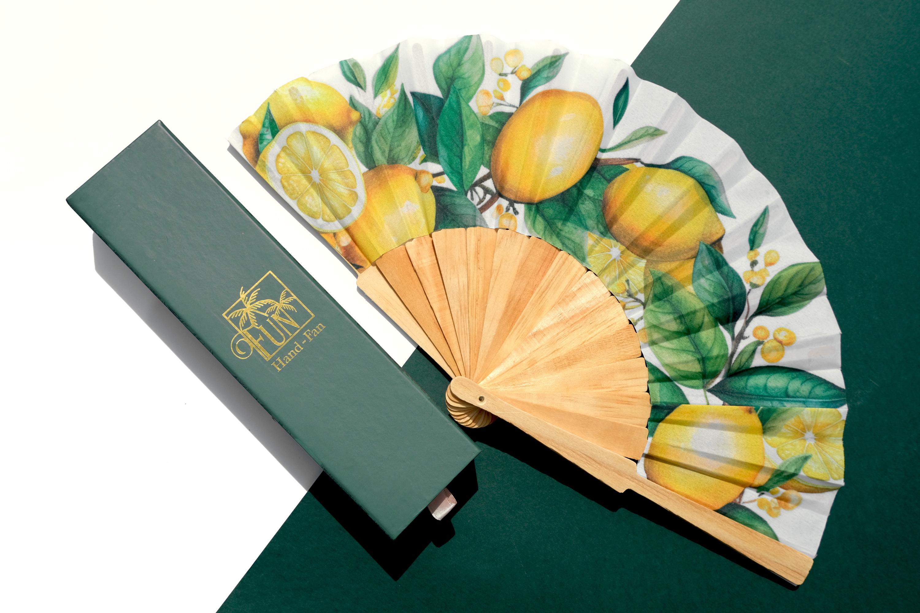 Italian Lemon Hand Fan – Amalfi Coast Fabric Fan, Summer Wedding Favor ...