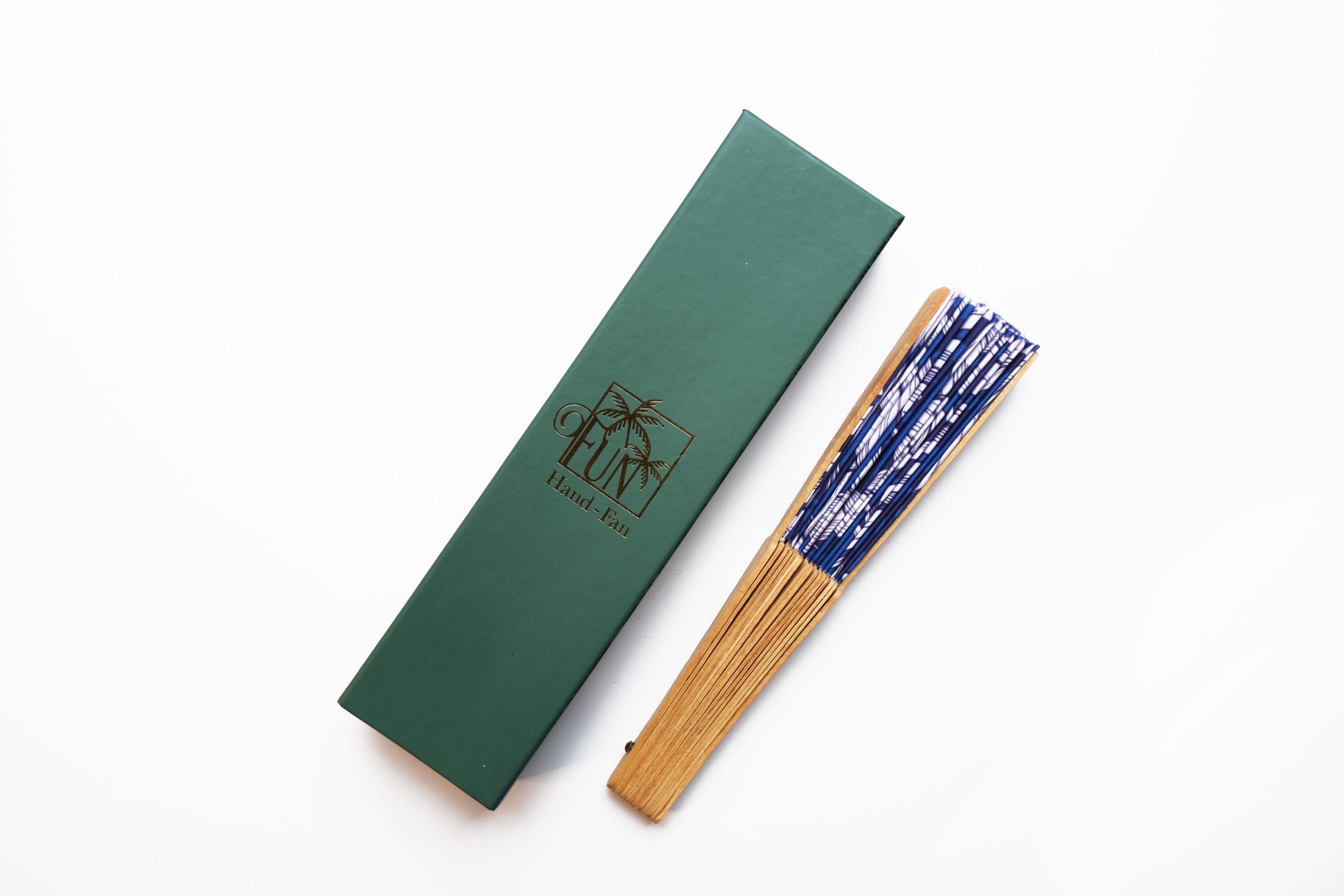 Blue Tropical Leaves Hand Fan: Handmade Cotton Summer Accessory - Etsy