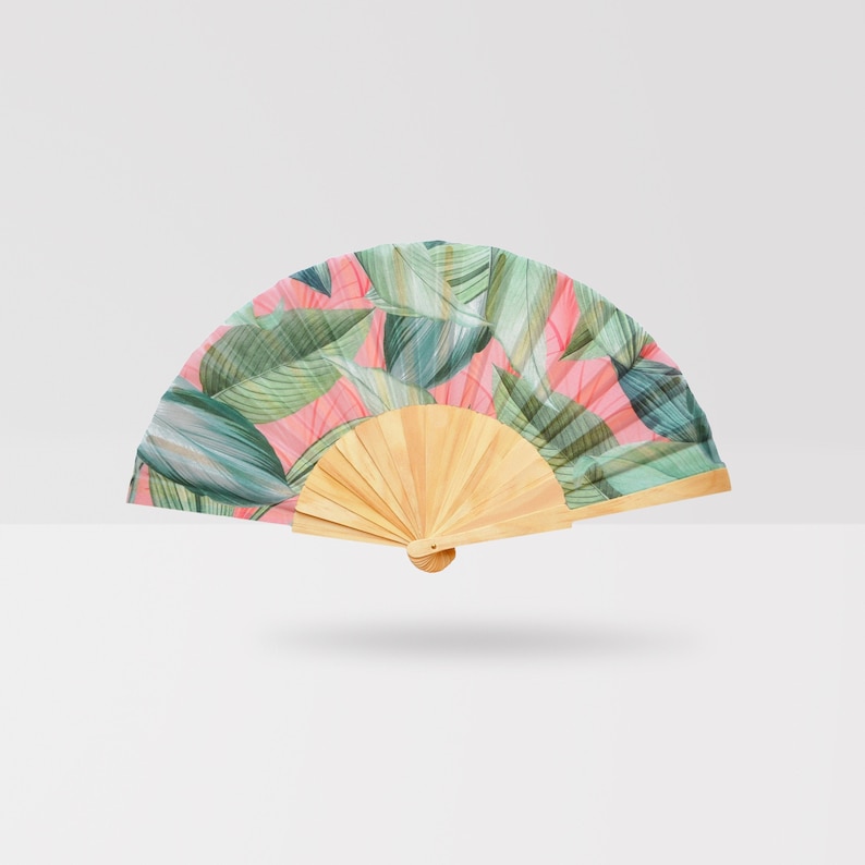 Tropical Leaf Folding Hand Fan: Summer Wedding Favor - Etsy