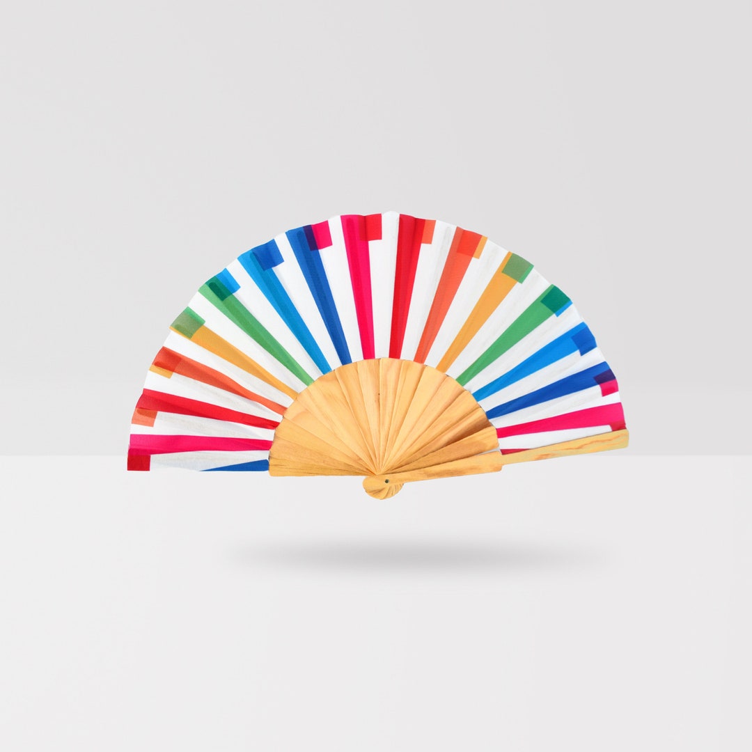 Multicolor Folding Hand Fan: Funky Rave Festival Accessory - Etsy