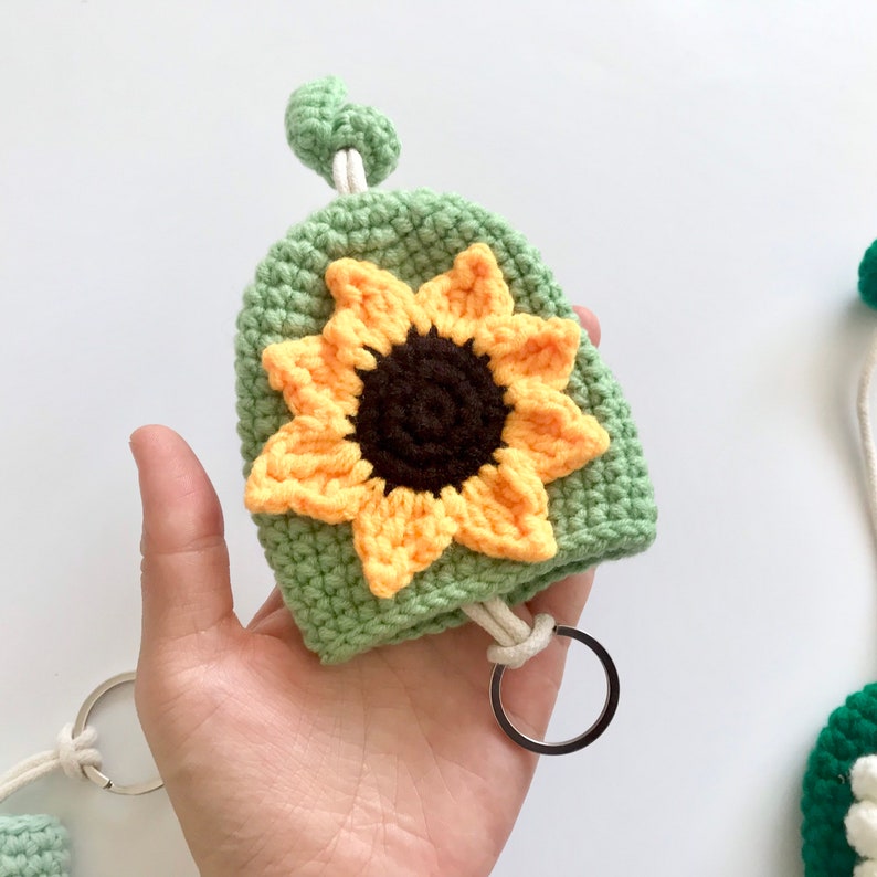Unicorn Key Holder Pouch, Sunflower Key Holder, Knitted Yarn Crochet ...