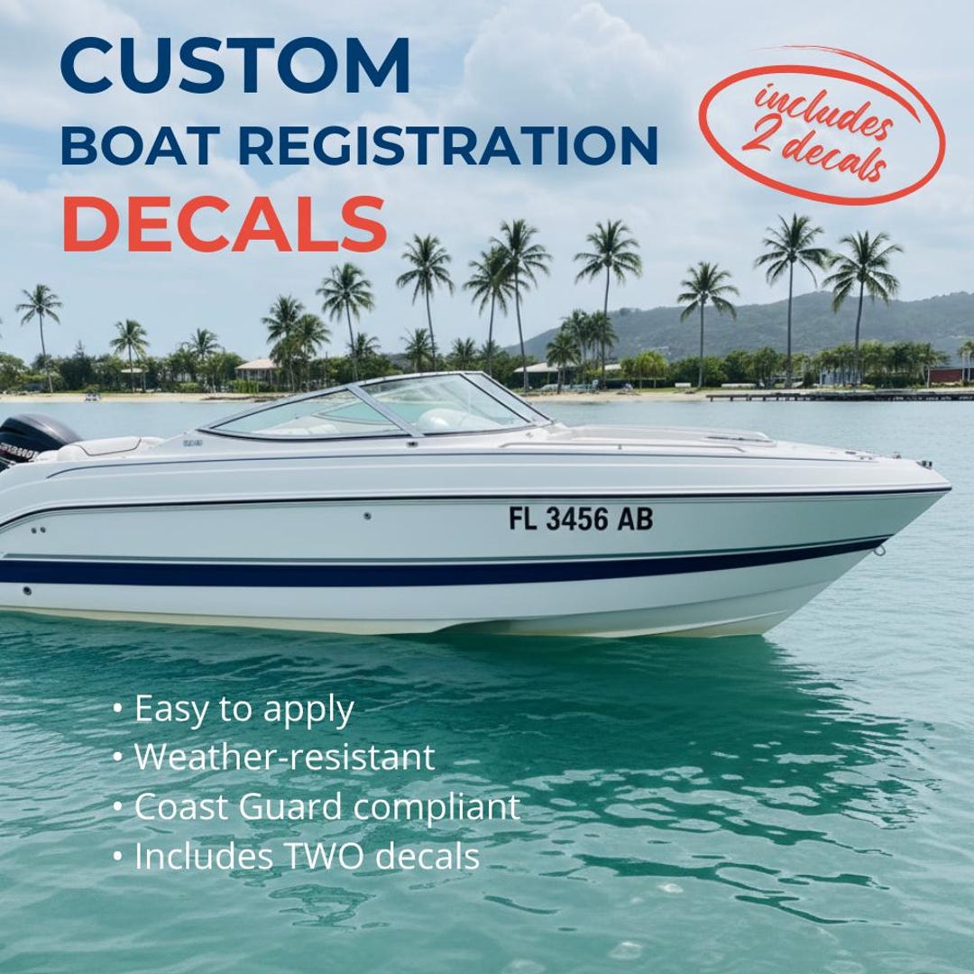 Set of 2 Boat Registration Numbers Decal | Custom Fishing Jet Ski Sail ...