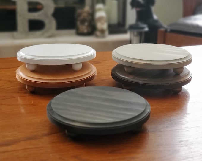 Primitive Wood Round Table Riser Candle Holder Color Choices Home Decor ...