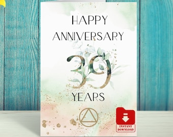 ALCOHOLICS ANONYMOUS: Digital Print Flowers Sobriety Card - Etsy