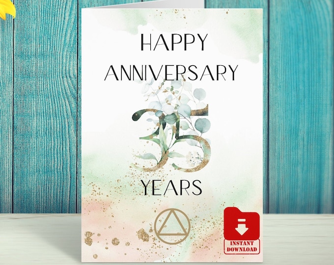 ALCOHOLICS ANONYMOUS: Digital Print, Sobriety Anniversary Card, 5x7 ...