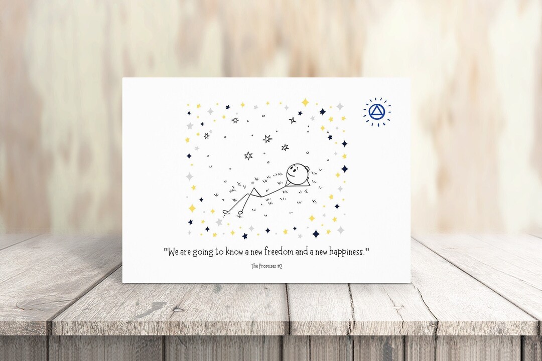 ALCOHOLICS ANONYMOUS: Digital Print Sobriety Card, "a New Freedom" , 7 ...