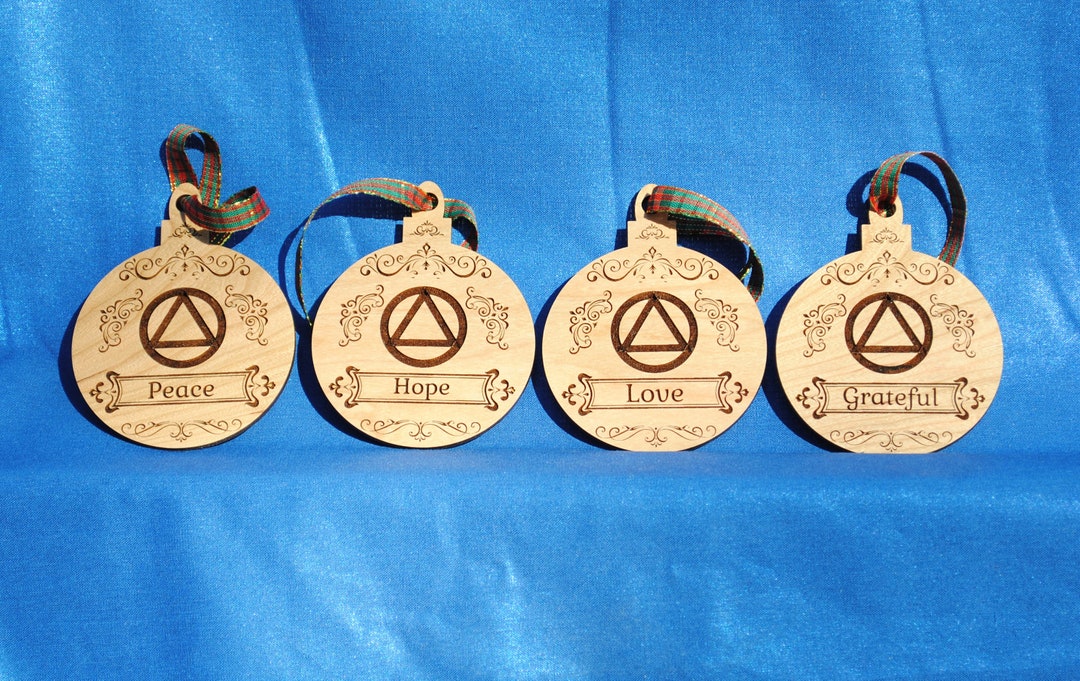 Alcoholics Anonymous: Set of 4 Christmas Ornaments, AA Symbol ...