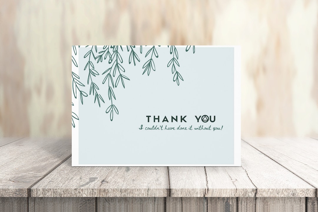 ALCOHOLICS ANONYMOUS: Digital Print Sobriety Card, aa Thank You, 5x7 ...