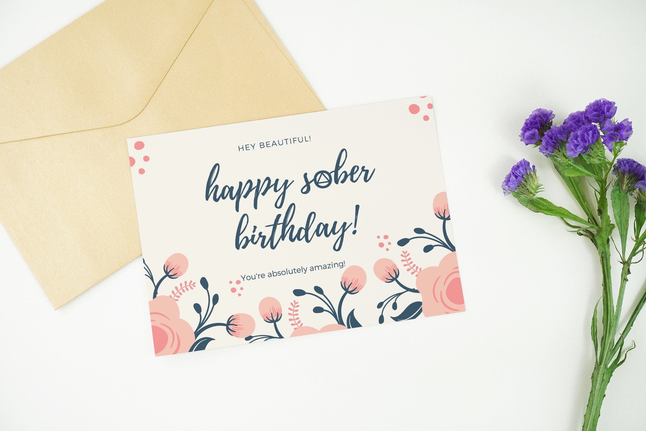 ALCOHOLICS ANONYMOUS: Digital Print Flowers Sobriety Card - Etsy