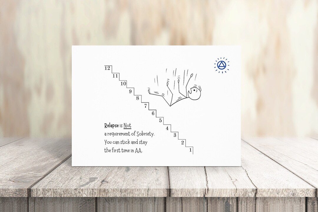 ALCOHOLICS ANONYMOUS: Digital Print Sobriety Card, "relapse" , 7"x5 ...