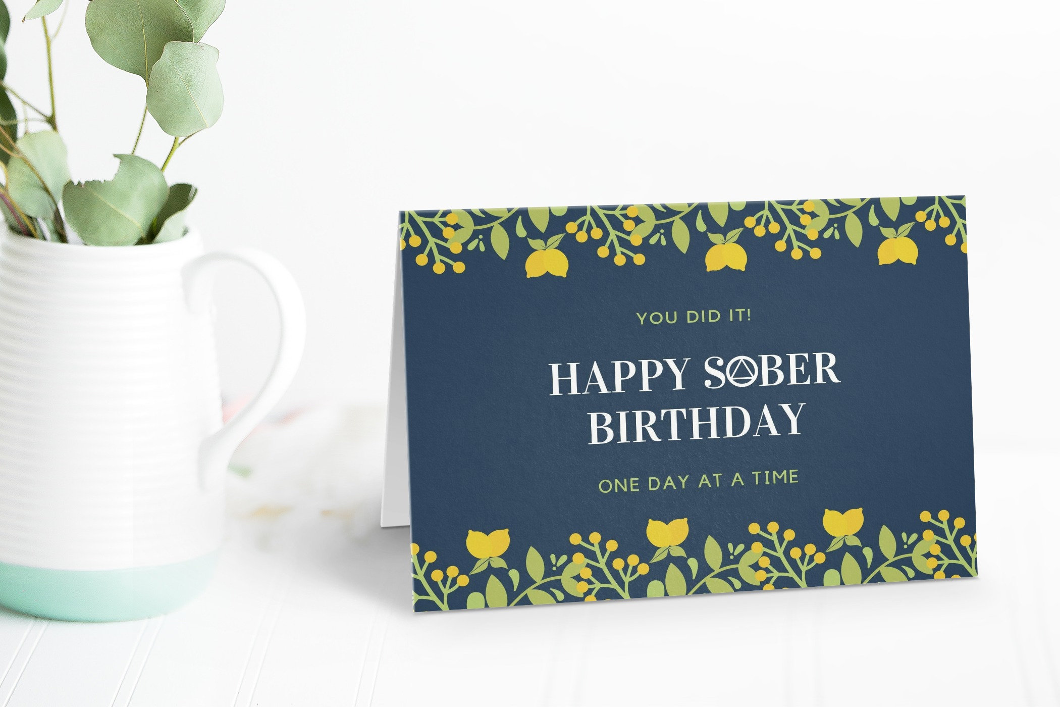 ALCOHOLICS ANONYMOUS: Digital Print, Yellow Flowers Sobriety Card ...