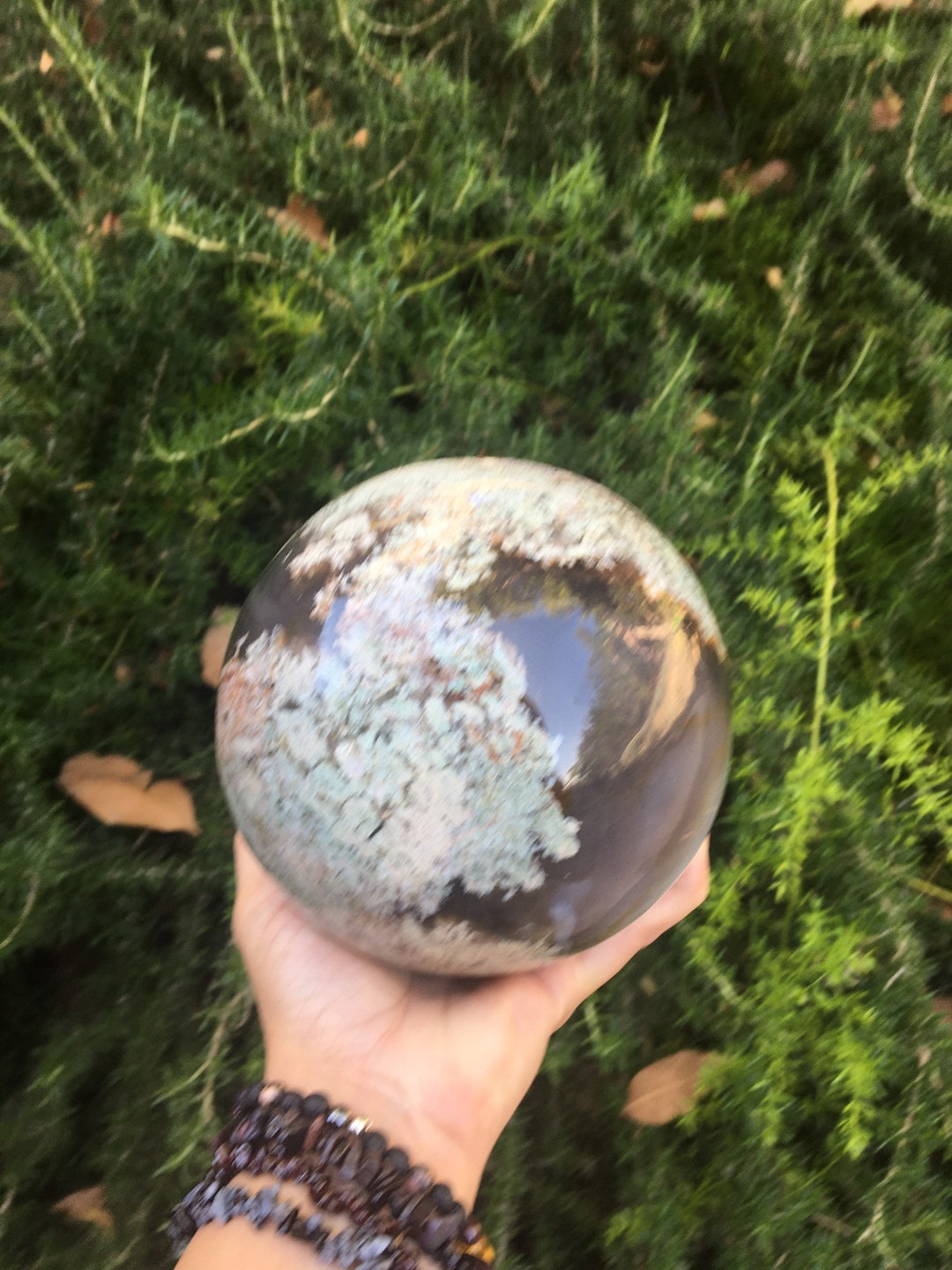 Large Grey and Green Flower Agate Sphere , 7 Lb 9.9 Oz Flower Agate ...