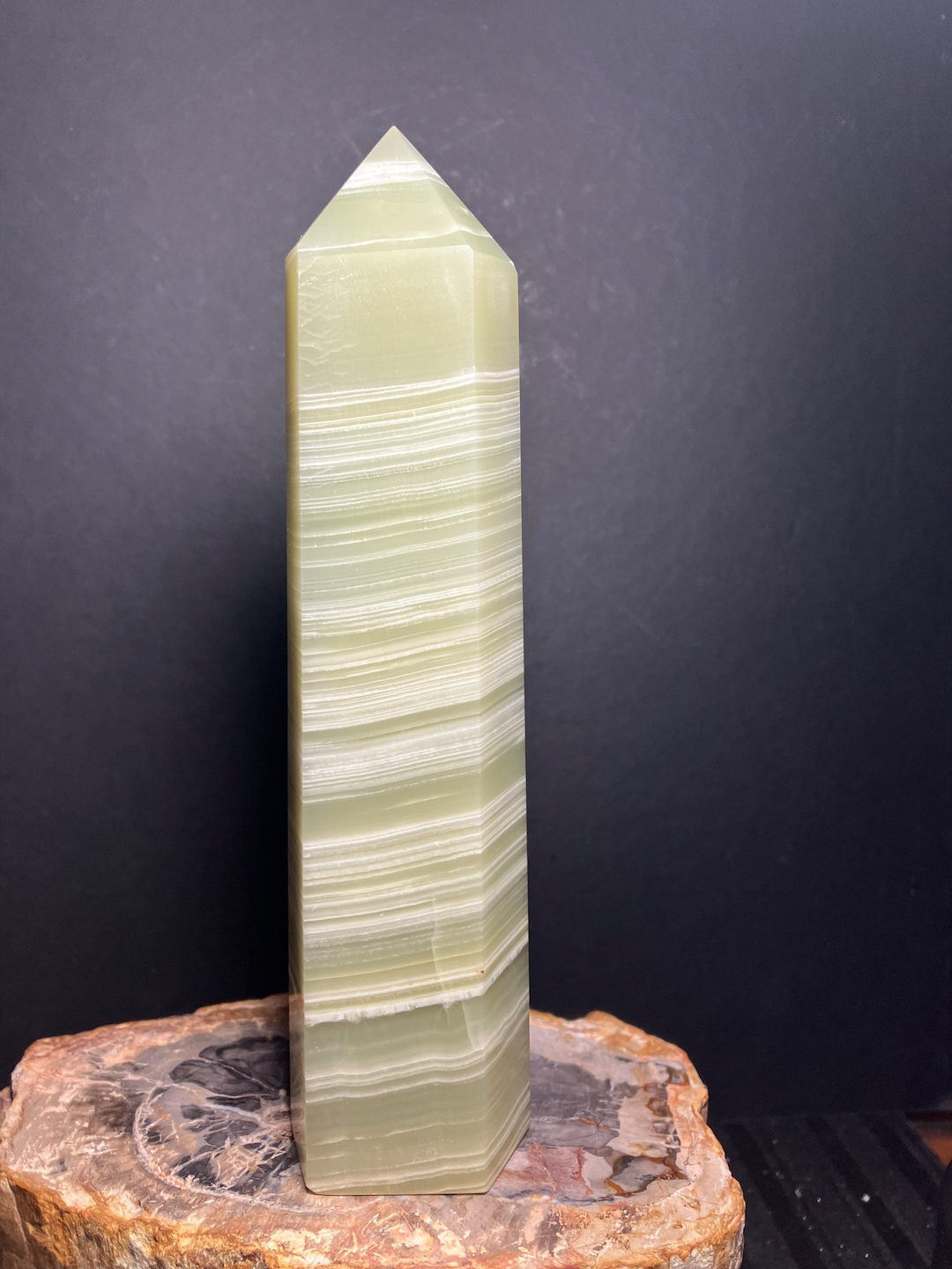 Banded Green Calcite Tower, Banded Green Onyx Tower - Etsy