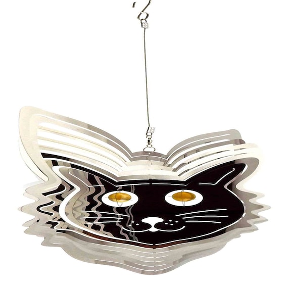 Stainless Steel Cat Face Wind Spinner | Etsy UK