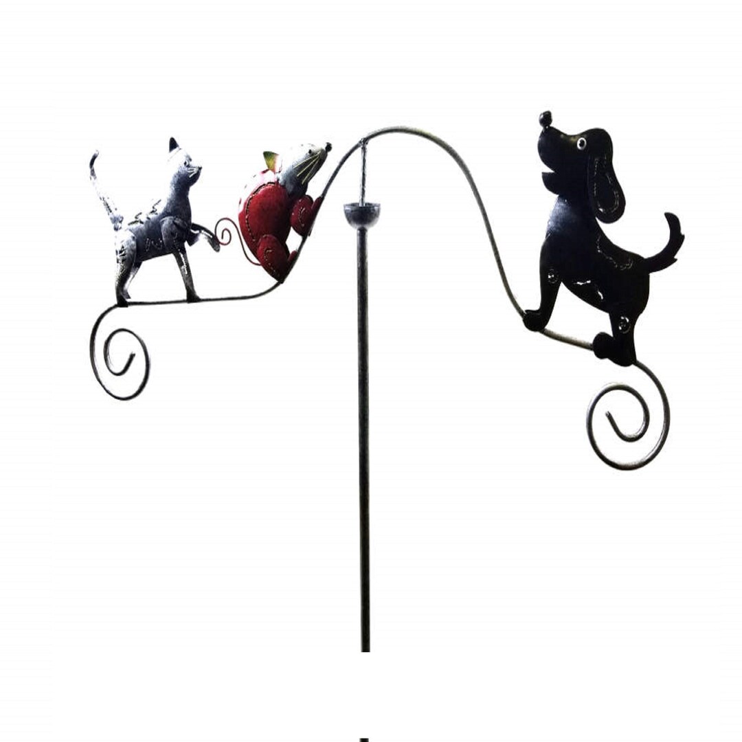 Metal Cat Mouse and Dog - Garden Wind Spinner Stake - Etsy