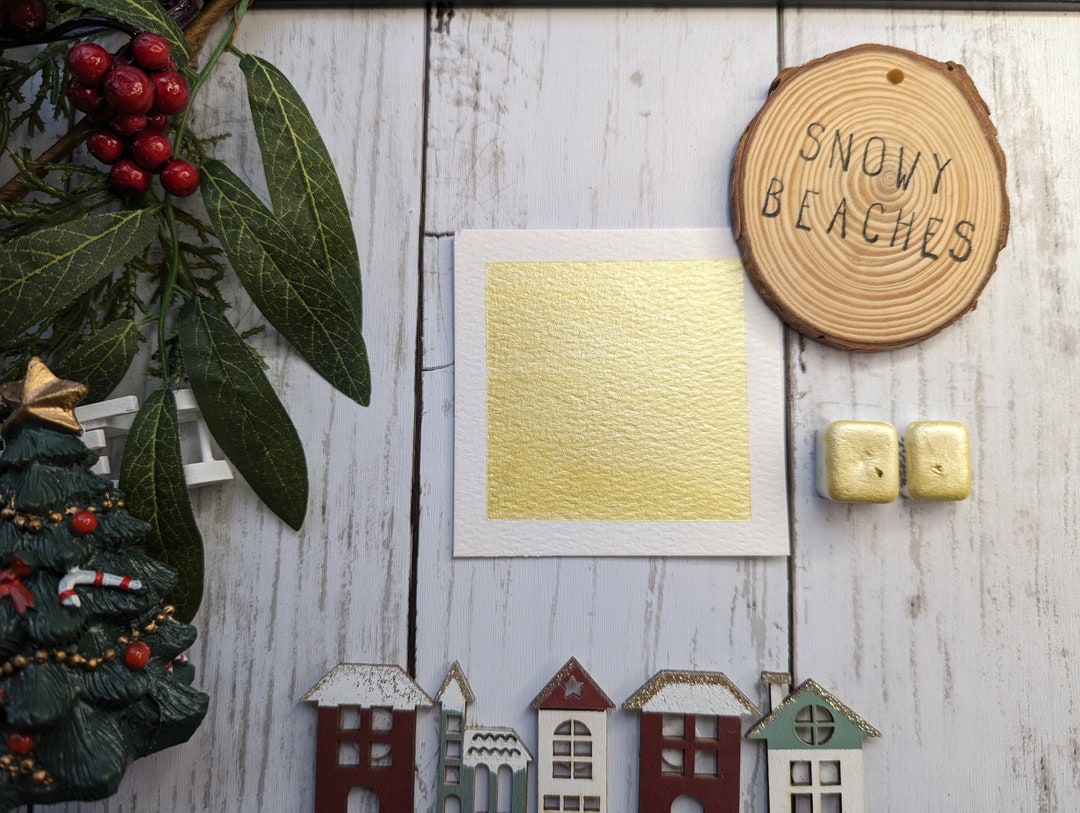 Snowy Beaches - Handmade Metallic Watercolour - Calligraphy Ink ...