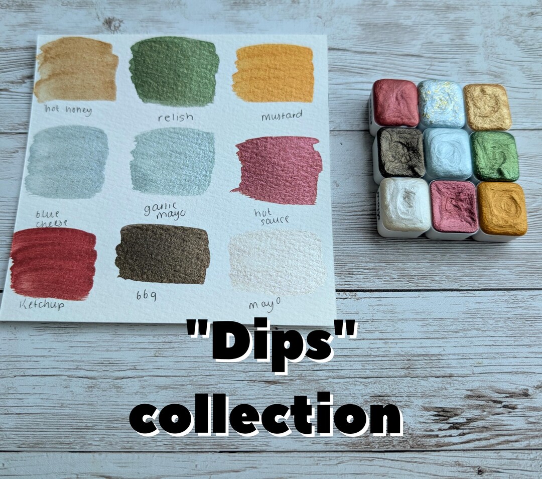 The "dips" Set: Set of 9 Handmade Metallic Watercolour Paint Dips ...