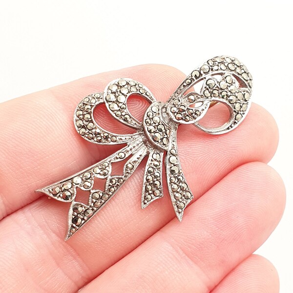 Marcasite Bow Brooch - Etsy