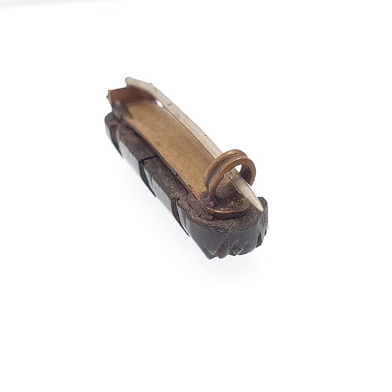 Antique Victorian Whitby Jet Brooch Hand Carved Chequ… - Gem Antique Victorian Whitby Jet Brooch Hand Carved Chequ… - Gem