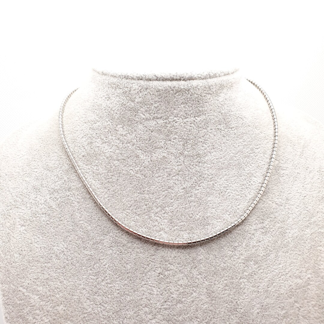 Vintage Sterling Silver Box Link Chain Choker Necklace Snake Square 38 ...