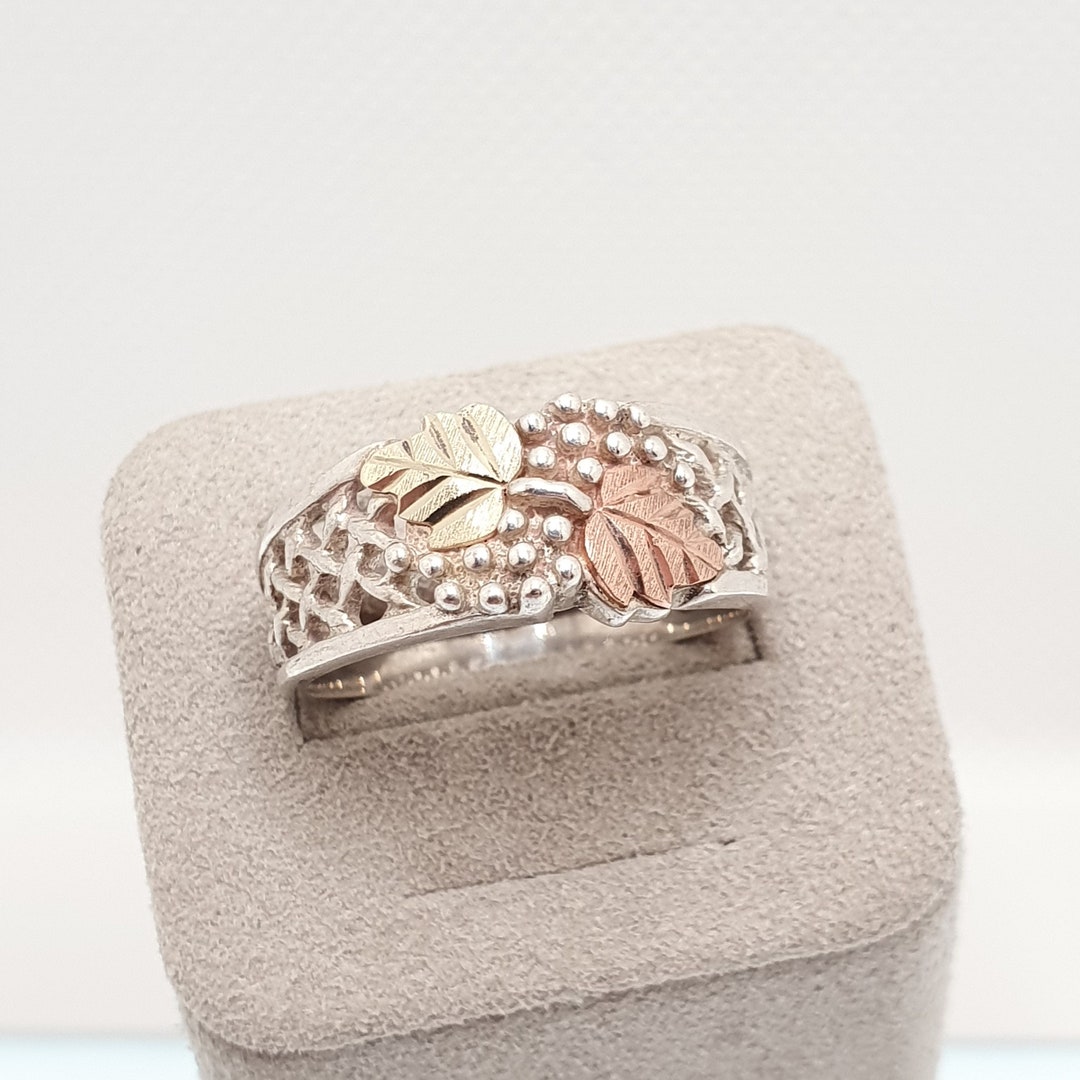 Vintage 12k Gold Sterling Silver Grapevine Ring CCO Coleman Black Hills ...