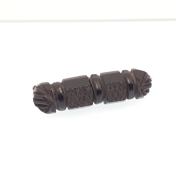 Antique Victorian Whitby Jet Brooch Hand Carved Chequ… - Gem Antique Victorian Whitby Jet Brooch Hand Carved Chequ… - Gem