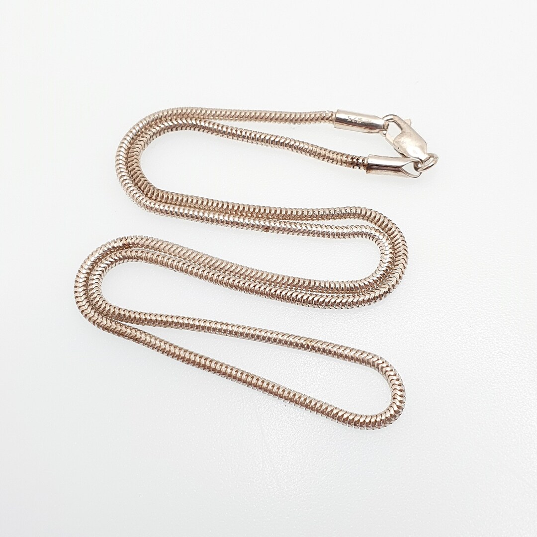 Vintage Sterling Silver Chain Necklace Snake Link Thick Woven 41cm 5 ...