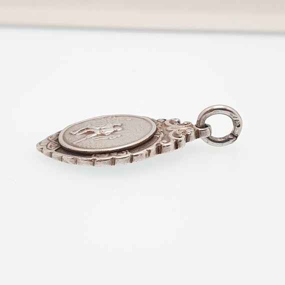 SALE Sterling Silver Antique Fob Shield Pendant Footb… - Gem