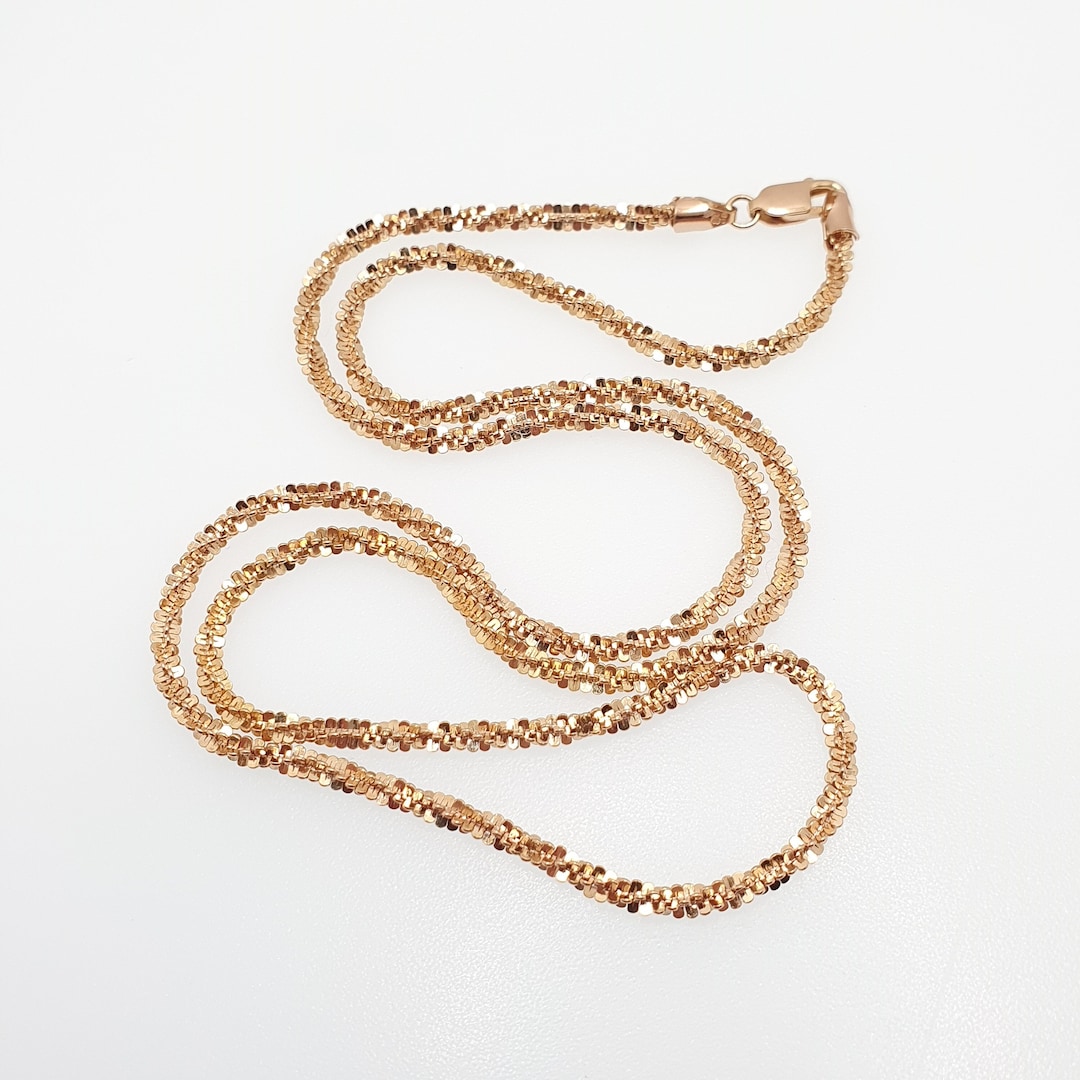 Vintage 9ct 9k Gold Helix Chain Necklace Twisting Mesh Link Long Solid ...