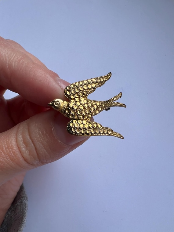 Antique swallow bird starling wings pin brooch Animal… - Gem