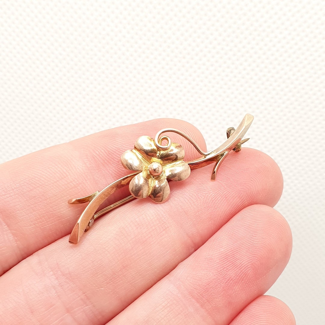 Antique 9ct Gold Victorian Clover Brooch Clover 1899 Hallmarked Solid ...