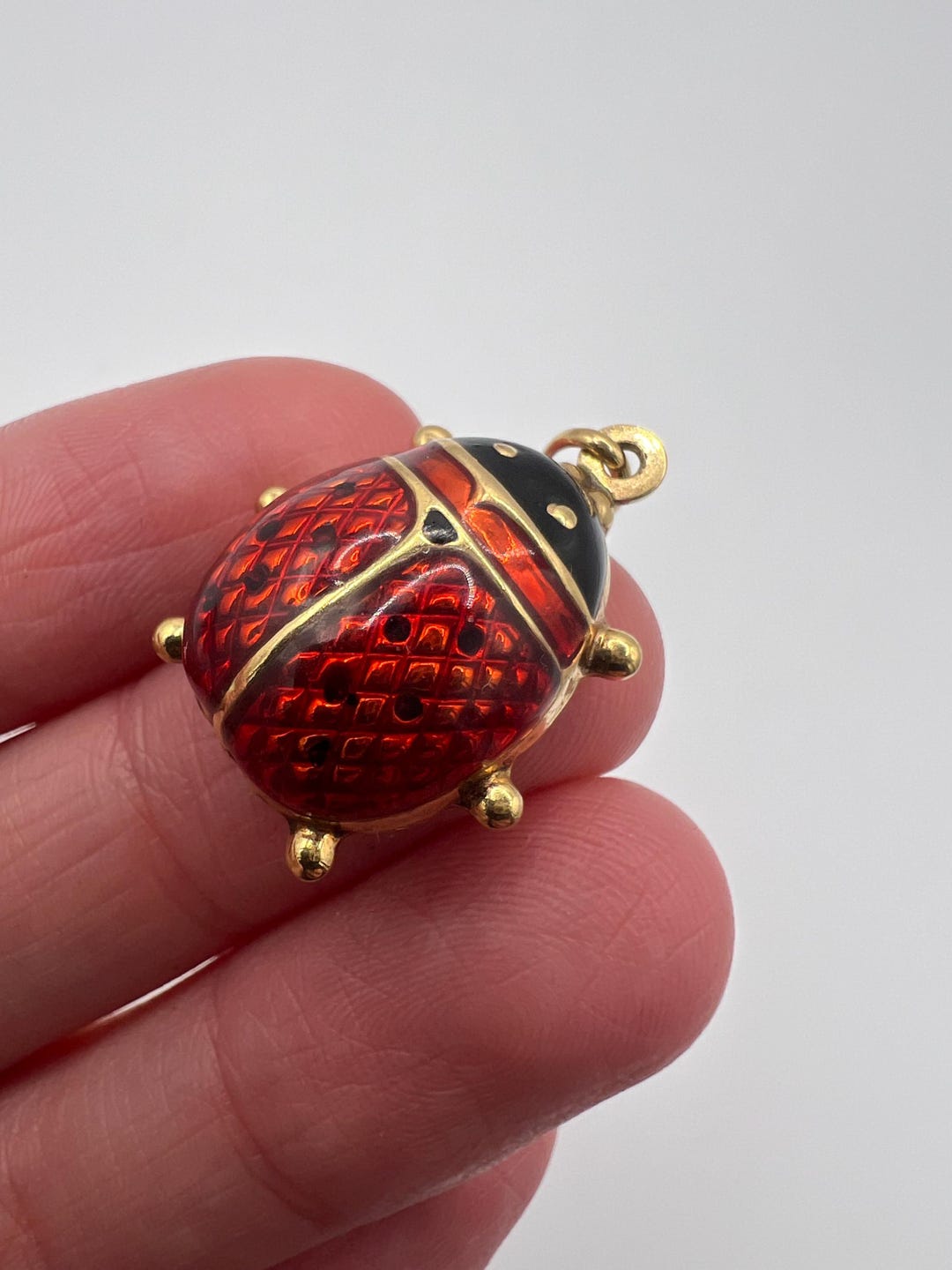 9ct Gold and Enamel Ladybird Ladybug Insect Bug Pendant Charm Necklace ...