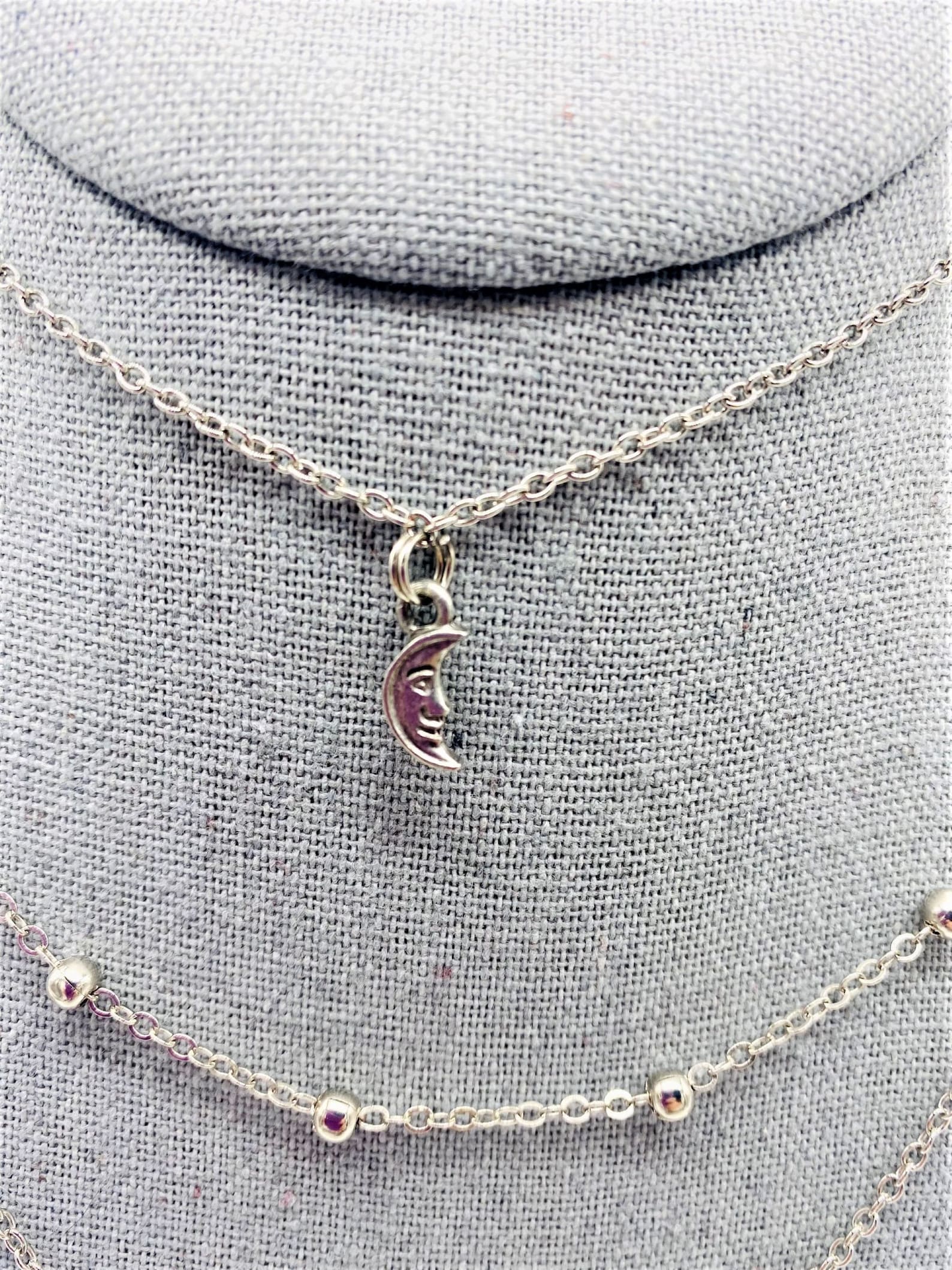 CELESTIAL Stacked Necklace, Sun & Moon, ADJUSTABLE, Handmade, Boho ...