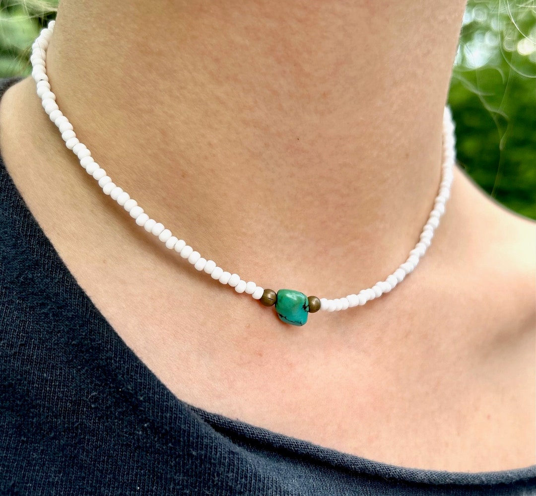 Turquoise Surfer Style THIN Necklace, Choker, Unusual, Boho, SURFER ...