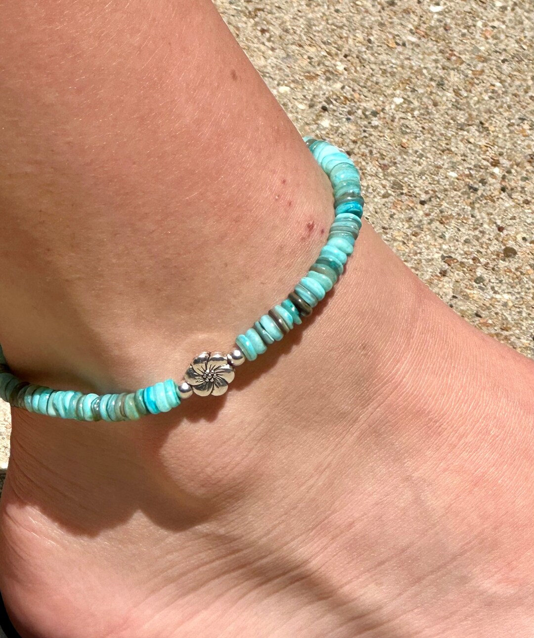 Surfer Style Shell and Flower Anklet Handmade, Ocean Inspired Beach ...
