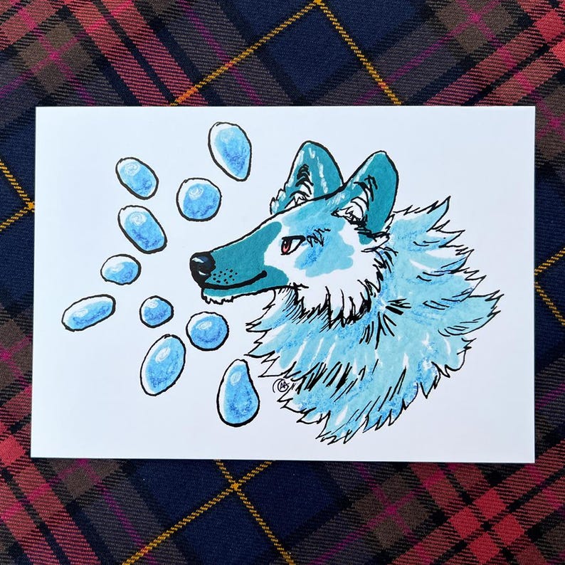 Turquoise Water Wolf Art Print, OC Wolves Portrait Wall Art, Animals ...