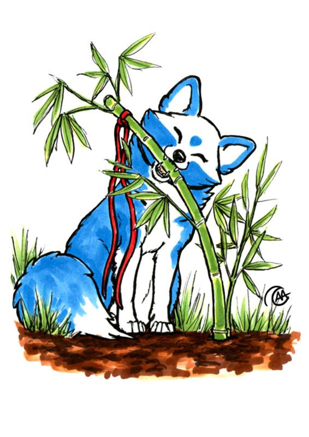 Ark the Fox in the Bamboo Forest Art Print, Woodland Animal Drawing ...