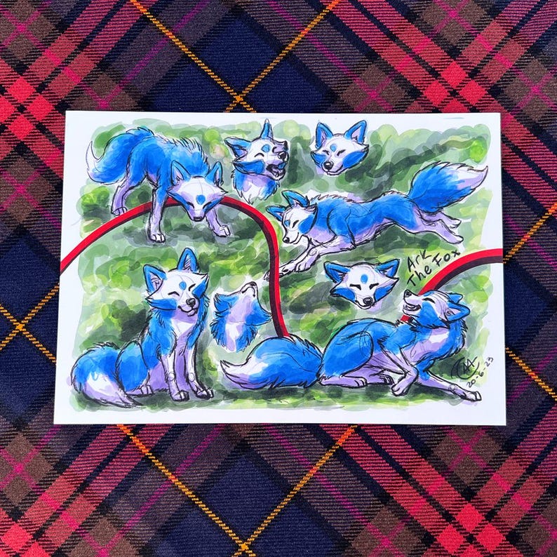 Meet Ark the Fox Art Print, OC Blue Fox Illustration, Fox Lovers Art ...