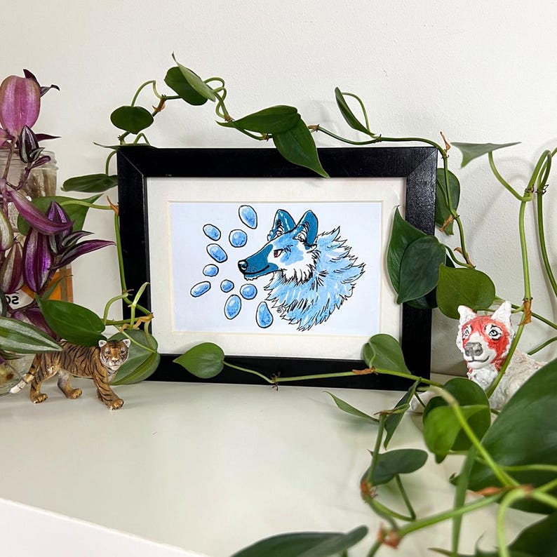 Turquoise Water Wolf Art Print, OC Wolves Portrait Wall Art, Animals ...