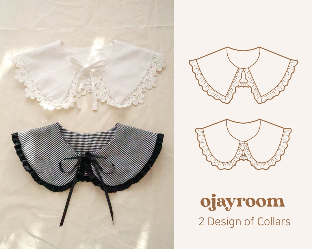 Two Designs of Oversized Collar, Fake Big Vintage Collar Sewing Pattern ...