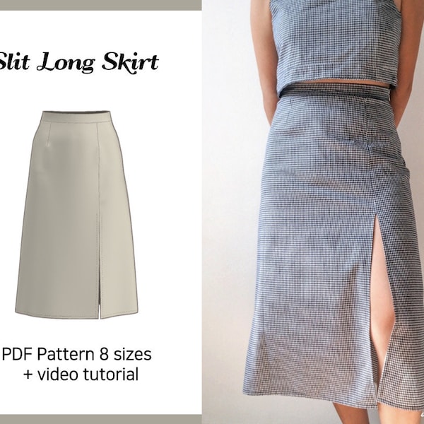 Slit Skirt Sewing Pattern - Etsy