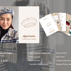 French Beret Hat Sewing Pattern(ojht0001) A4, Letter Size PDF Pattern ...
